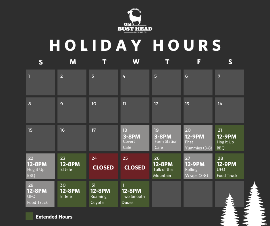 Extended Hours - Open 12PM-9PM | Old Bust Head